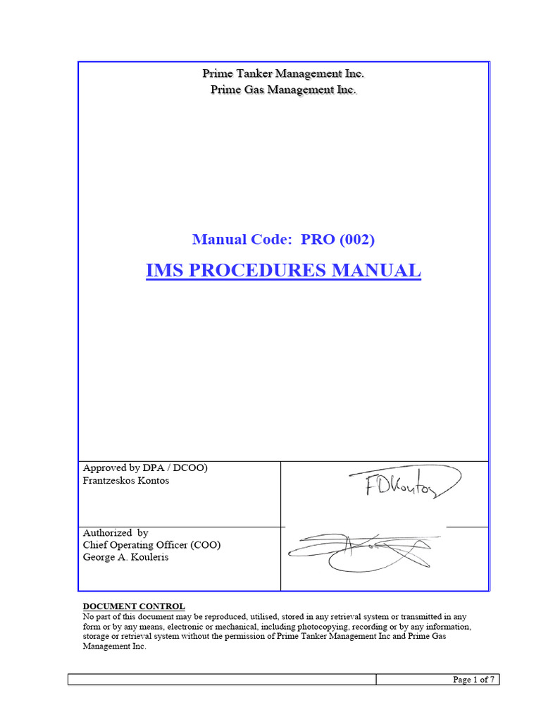 002. Ims Procedures Manual | PDF