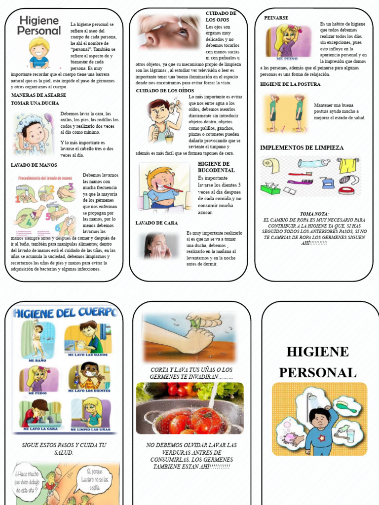 Triptico de La Higiene Personal 5 | PDF | Higiene | Lavado de manos