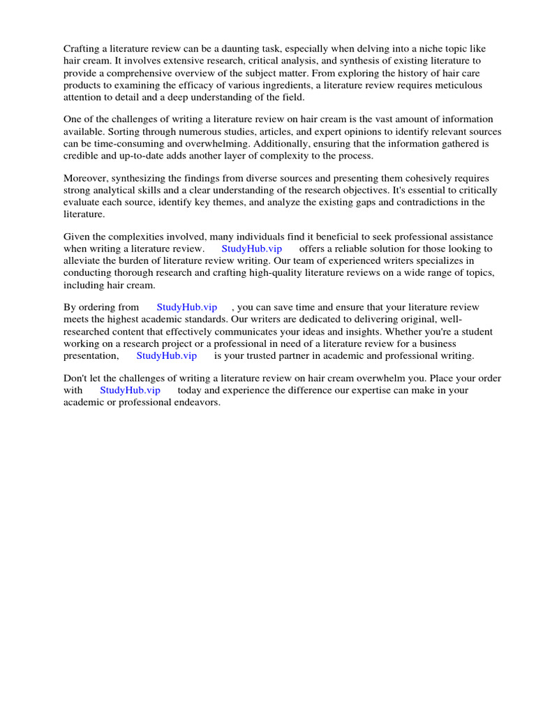 Literature Review On Hair Cream | PDF | Hair | Shampoo