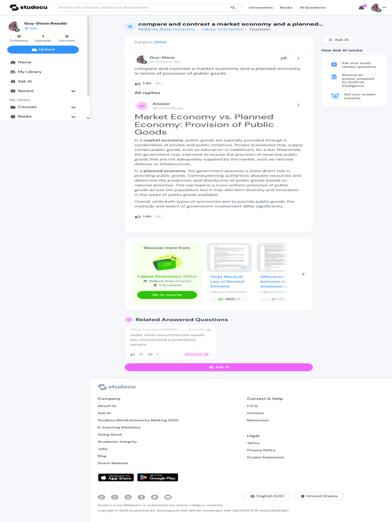(Solved) Compare and Contrast A Market Economy and A Planned Economy - Labour Economics (HRM141 ...
