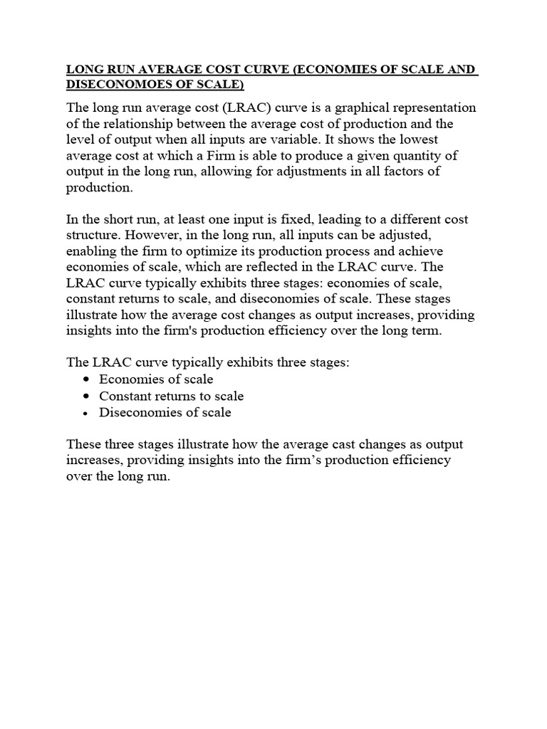 Long Run Average Cost Curve | PDF