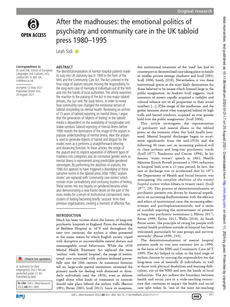 After The Madhouses The Emotional Politics of Psychiatry and Community ...