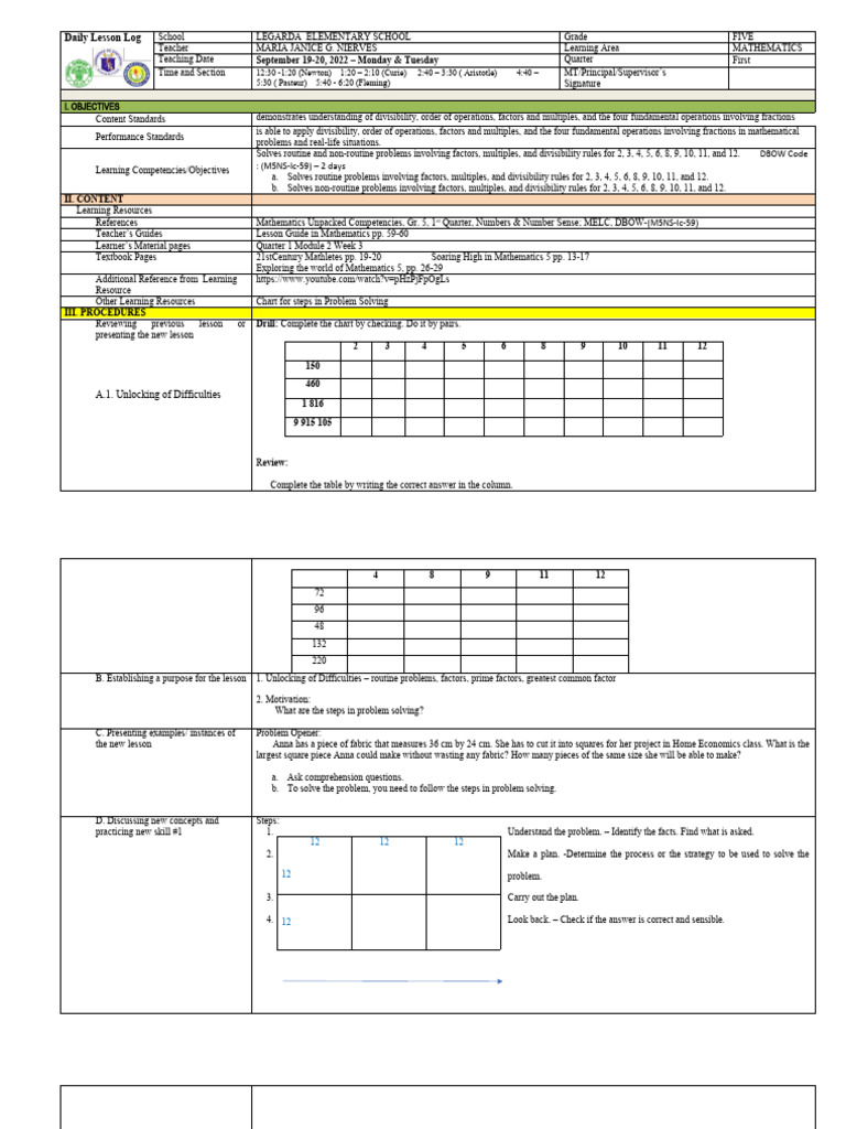 Solves Routine and Non-Routine Problems Involving Divisibility Rule ...