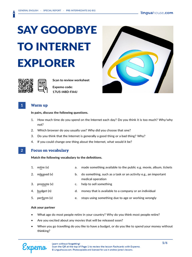 Say Goodbye To Internet Explorer British English Student | PDF ...