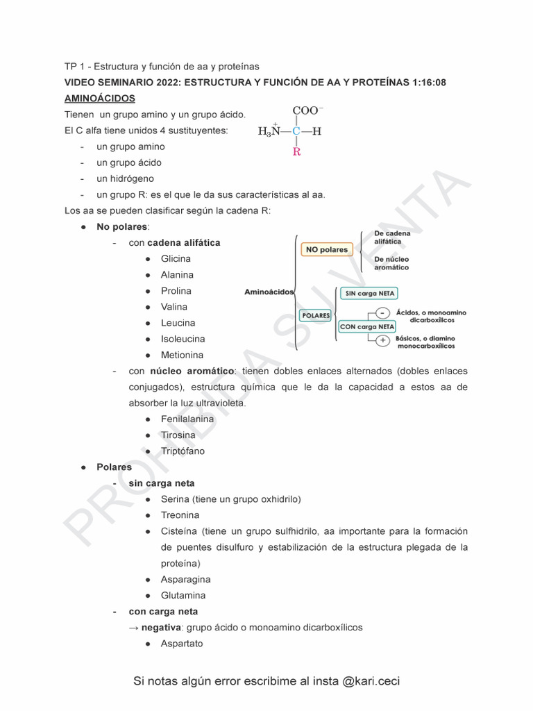 TP 1 - Estructura y Función de Aa y Proteínas | PDF