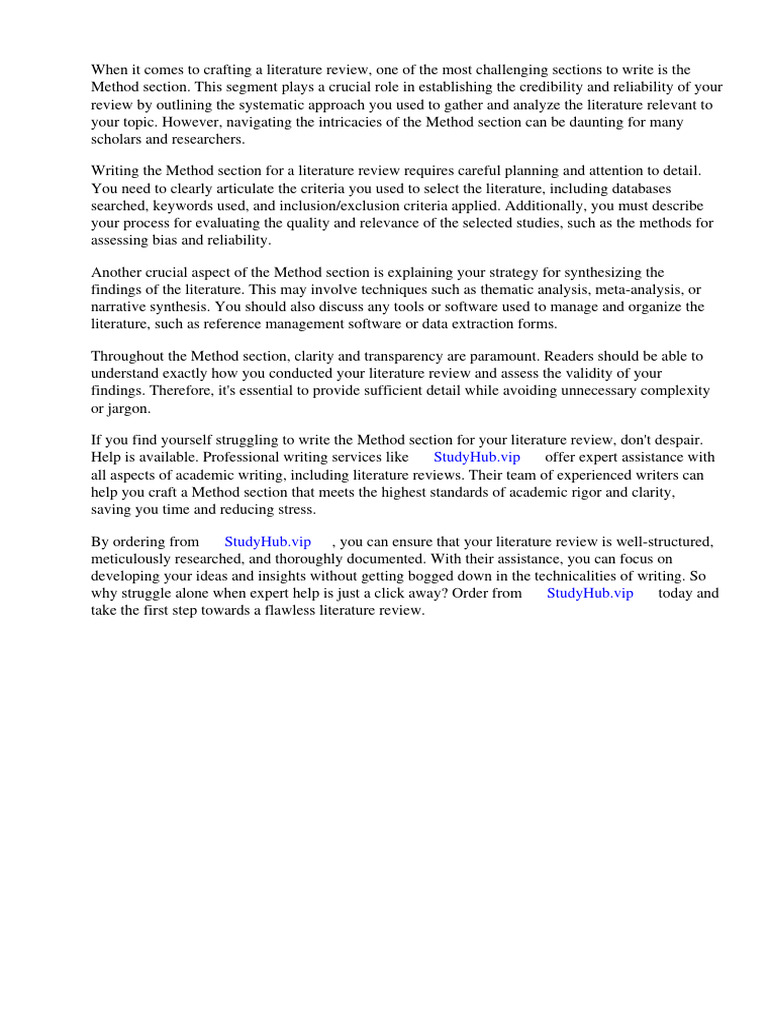 How To Write Method Section For Literature Review | PDF | Methodology ...