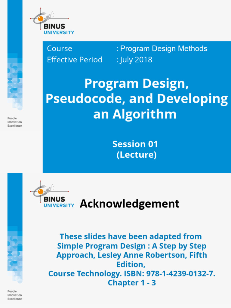 20180728113008d1526 Session 01 Program Design Pseudocode And Developing An Algorithm L Pdf