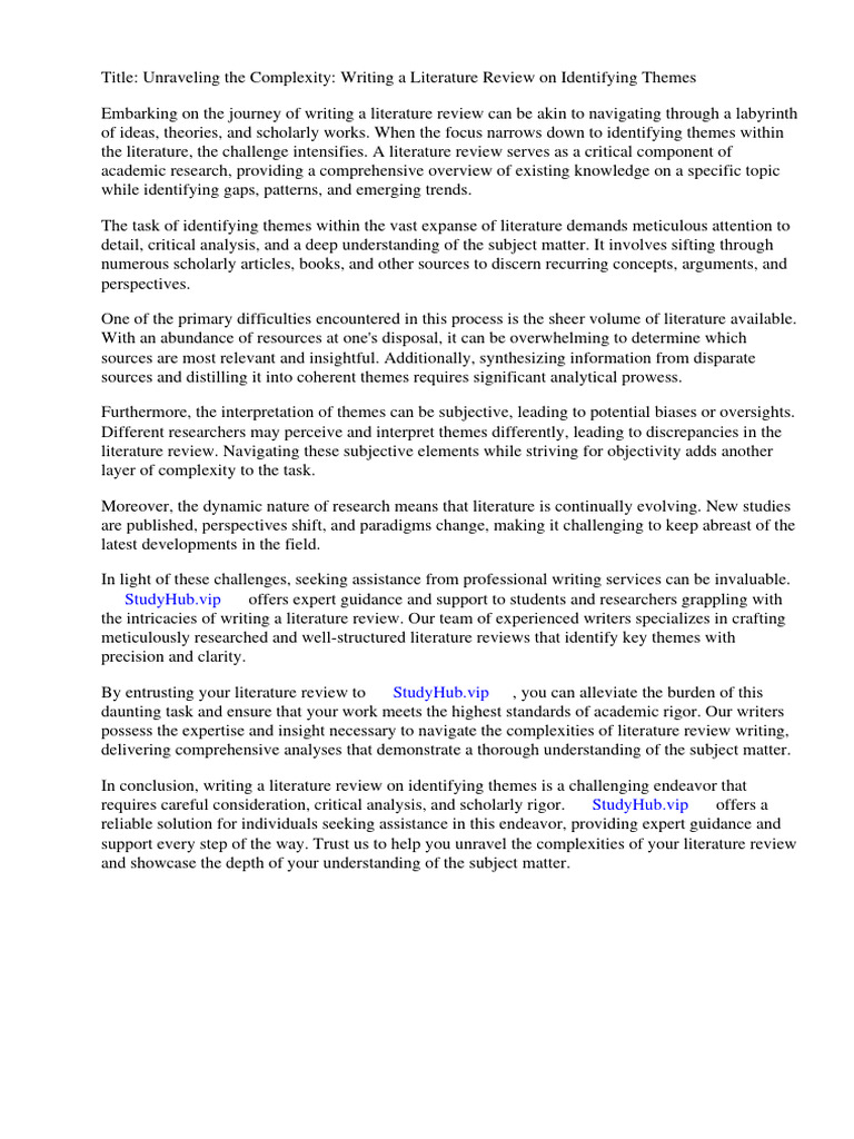 Literature Review Identifying Themes | PDF | Literature Review ...