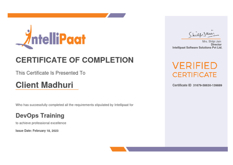 Intellipaat Certificate | PDF