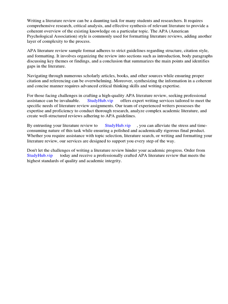 Apa Literature Review Sample Format | PDF | Apa Style | Literature Review