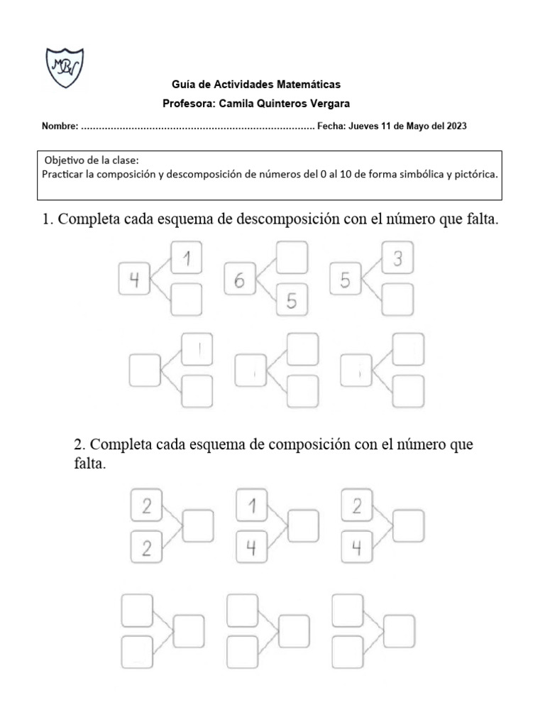 Componer y Descomponer Numeros 1 Al 10 | PDF | Métodos y materiales de ...
