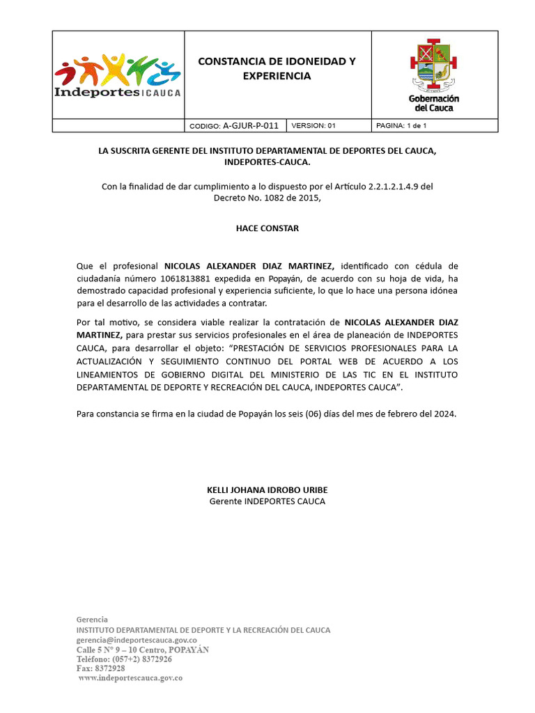 Certificado de Idoneidad Profesional | PDF