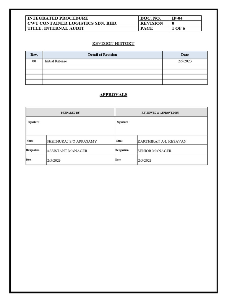 IP-04 INTERNAL AUDIT | PDF | Audit | Auditor's Report