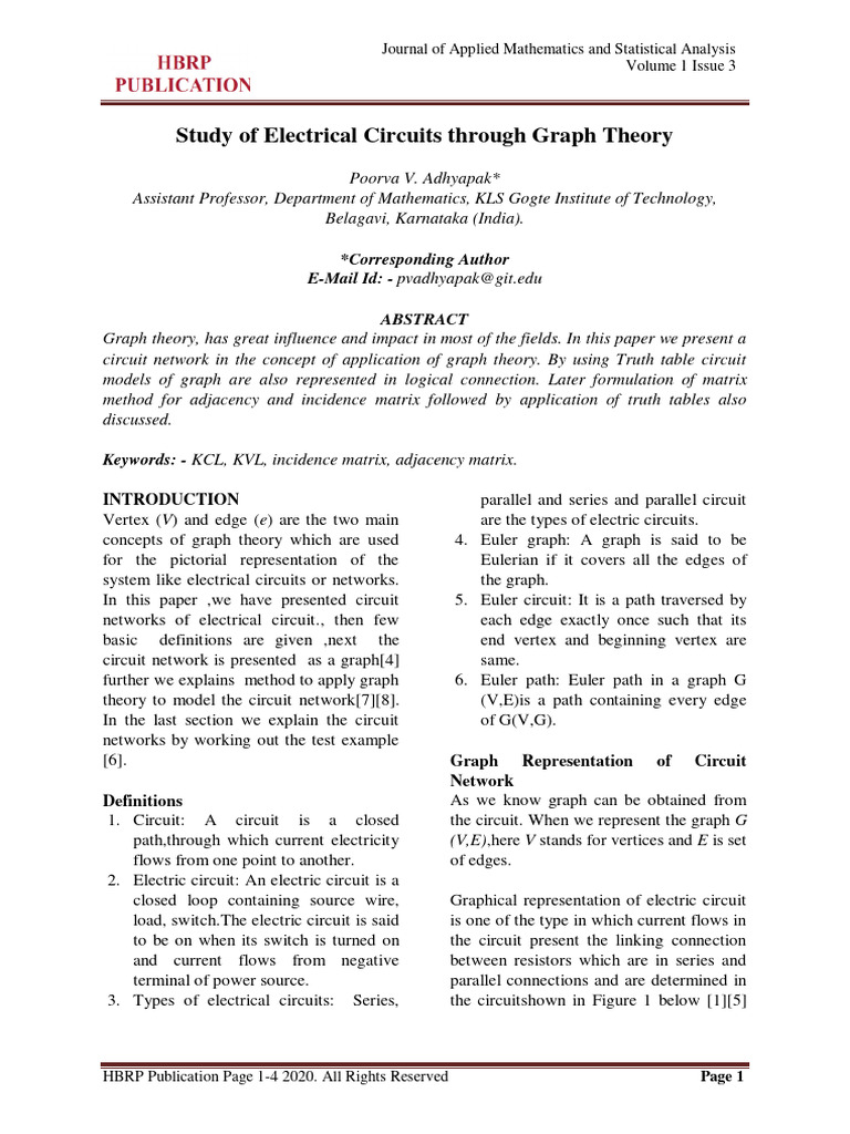 Study of Electrical Circuits Through Graph Theory | PDF | Electrical ...