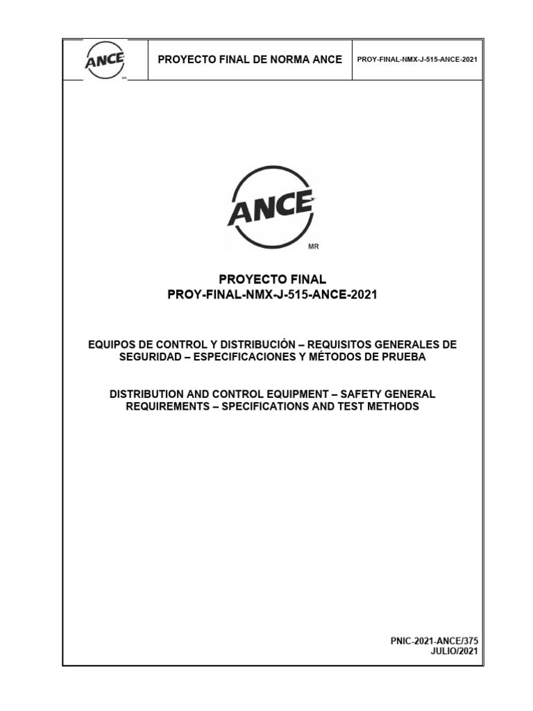 Nmx-J-515-Ance-2021 1 | PDF | Aislador (Electricidad) | Cambiar
