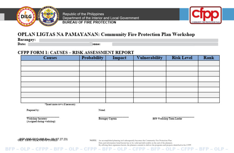 FSID 5F CFPP Form 1 Risk Assessment Report Rev00 | PDF