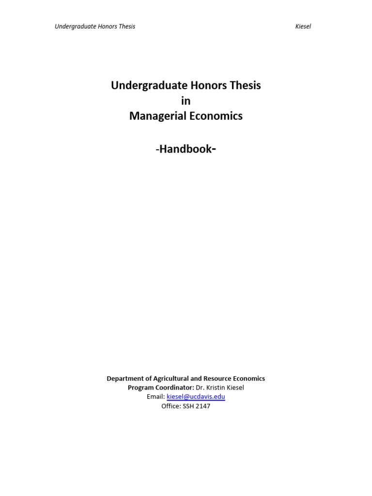 Undergraduate Honors Thesis Handbook (Incl. Appendix) | PDF | Thesis | Methodology