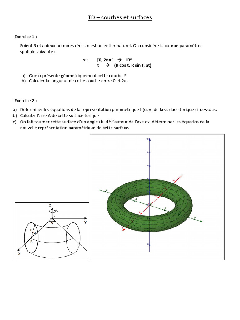 TD - Courbes Et Surfaces | PDF | Méthodes et références pédagogiques