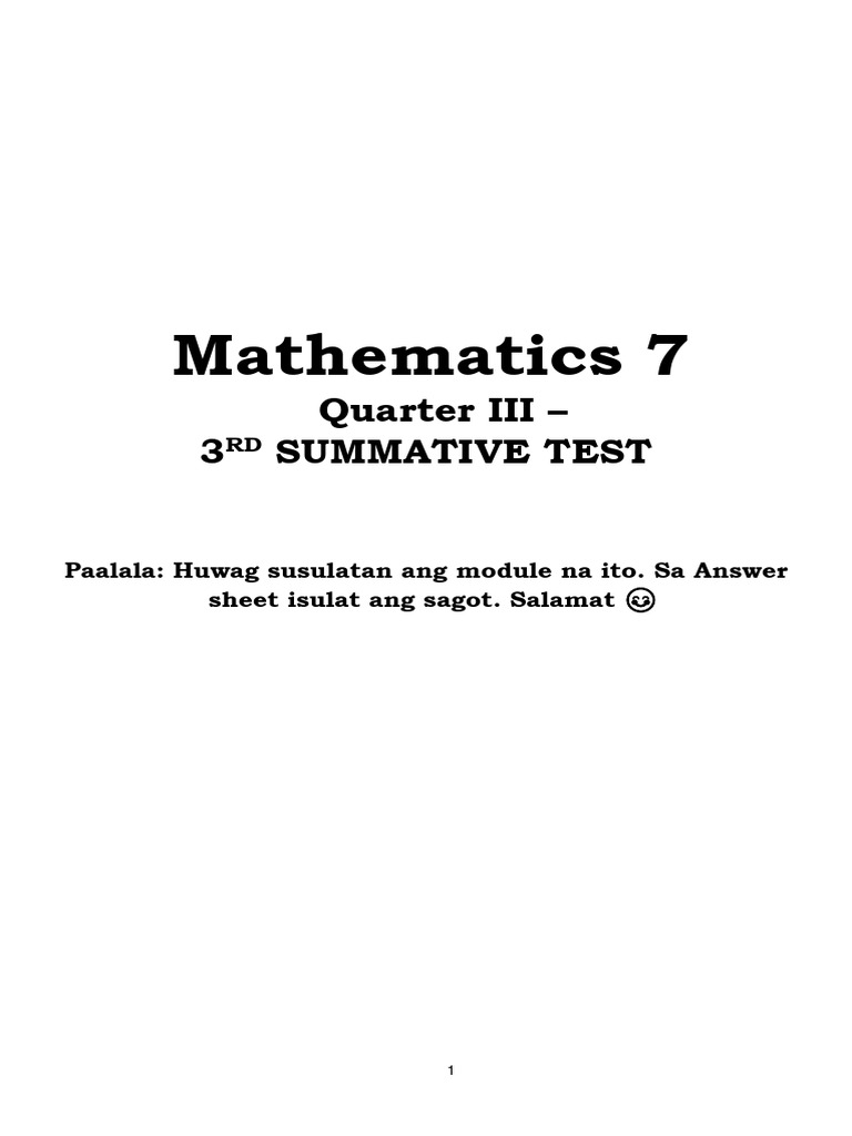 3RD SUMMATIVE TEST | PDF | Polygon | Angle