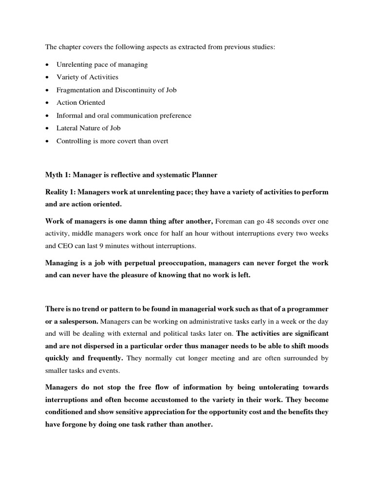 Mintzber CH 2 Summary Download Free PDF Information Communication