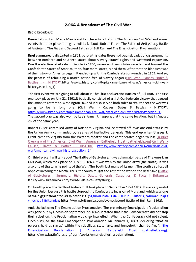 Key Battles of the American Civil War | PDF | American Civil War ...