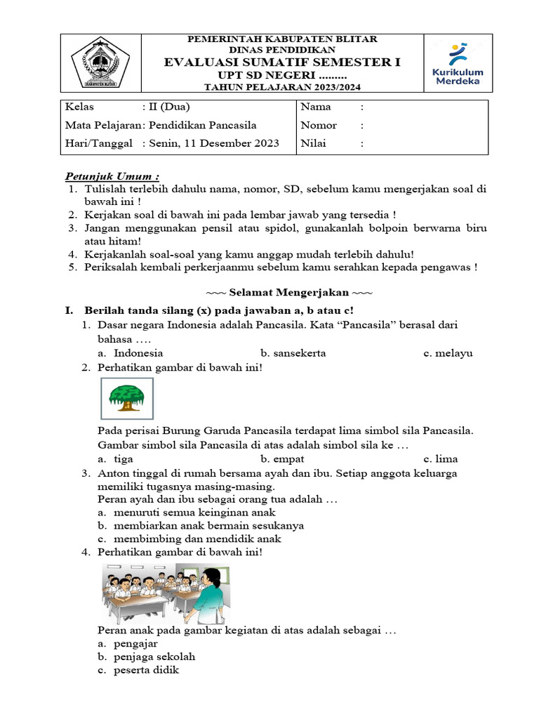 Sumatif Smt. 1 Pancasila | PDF