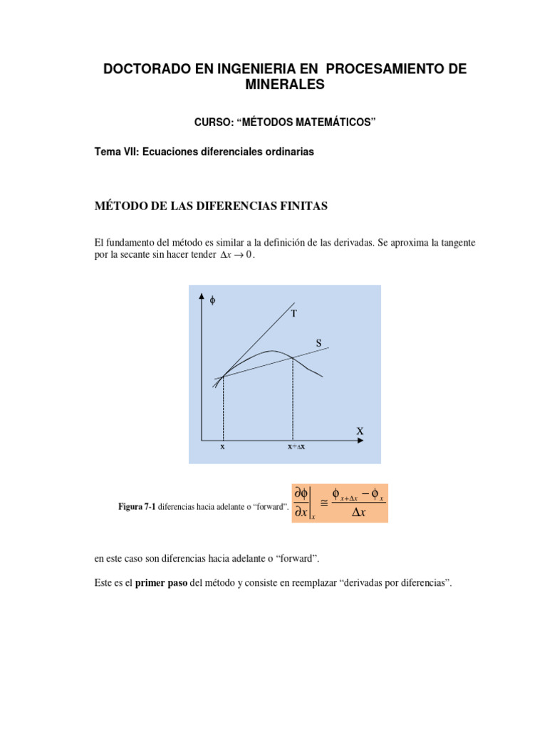 Tema 2-b DIFERENCIAS FINITAS | PDF | Ecuaciones | Diferencia finita