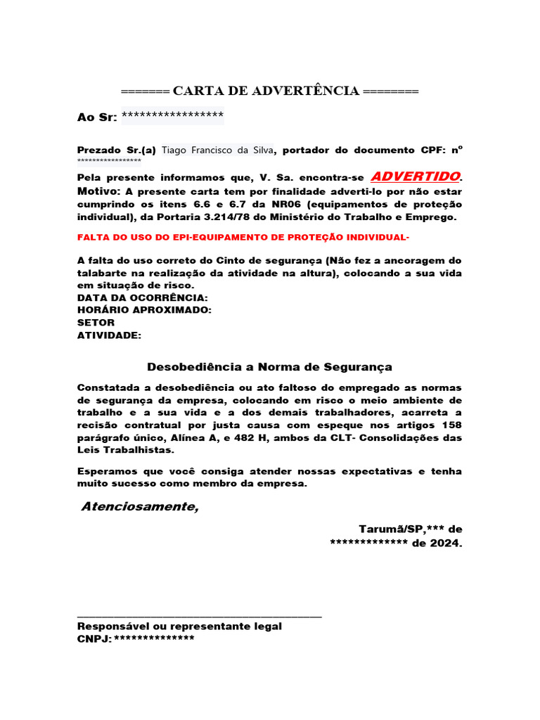 Carta de Advertência | PDF
