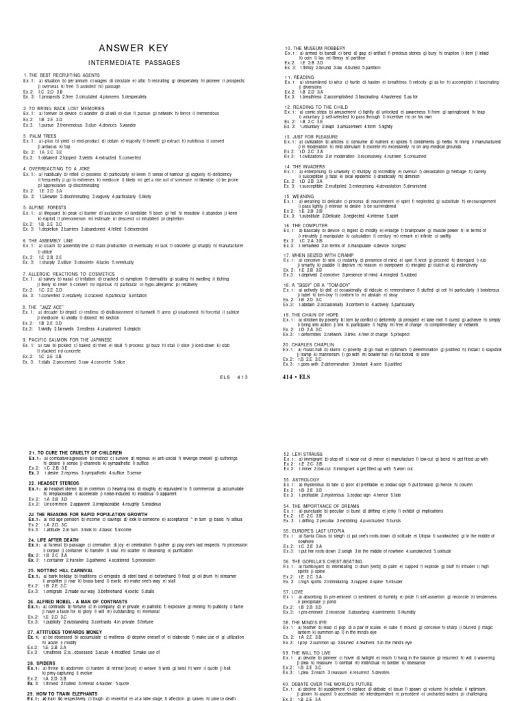 English-Through-Reading Answer Key | PDF
