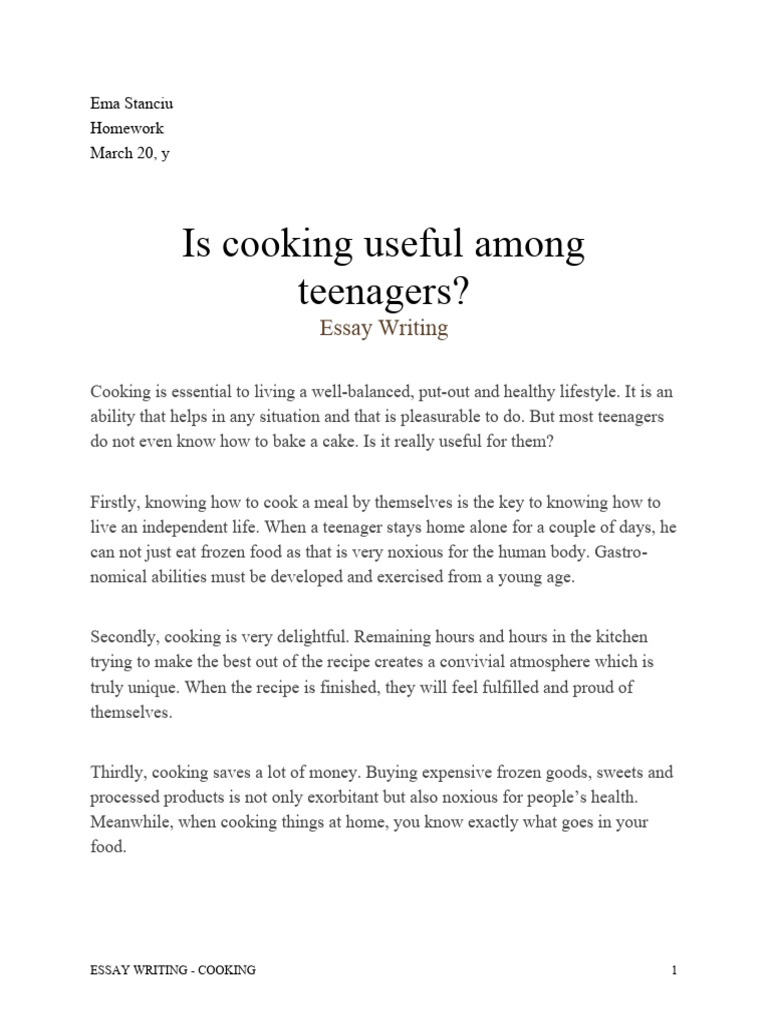 Benefits of Cooking for Teenagers | PDF | Lifestyle