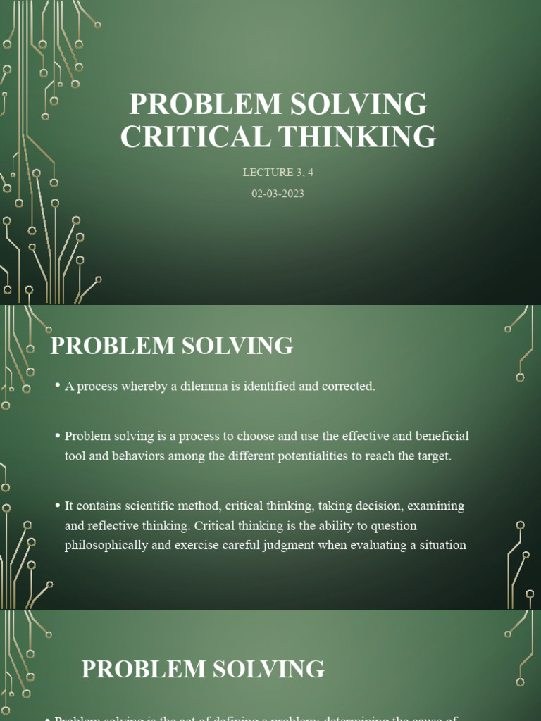 Lect 3 - Problem Solving and Critical Thinking' | PDF | Heuristic | Brainstorming