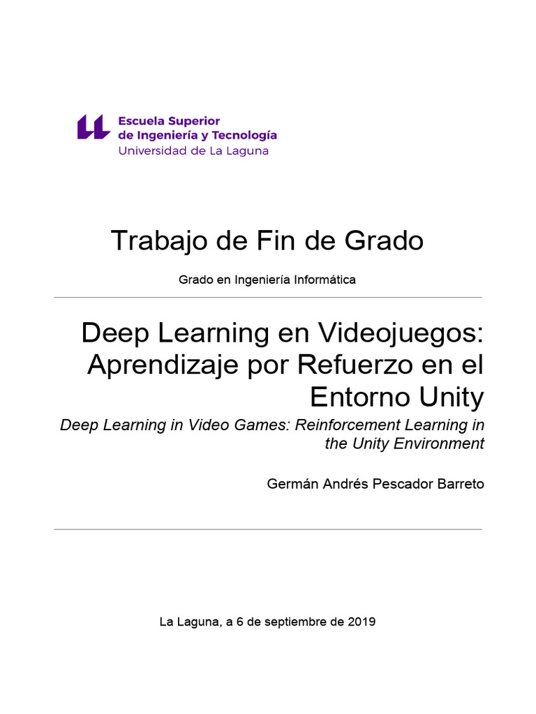 Deep Learning en Videojuegos Aprendizaje Por Refuerzo en El Entorno ...