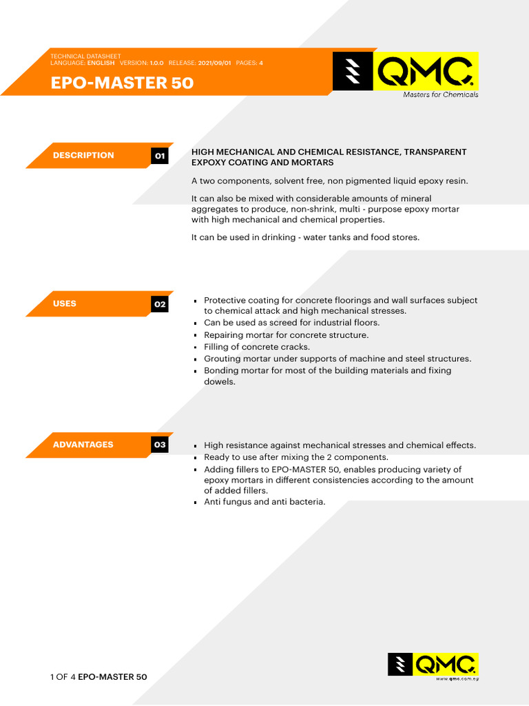 QMC® EPO-MASTER 50 - English - v1.0.0 | PDF | Epoxy | Concrete