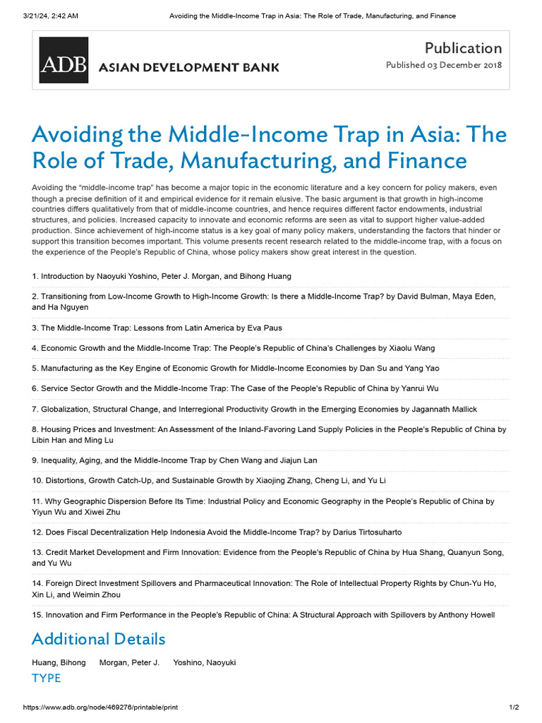Avoiding the Middle-Income Trap in Asia_ The Role of Trade ... Avoiding the Middle-Income Trap in Asia_ The Role of Trade ...