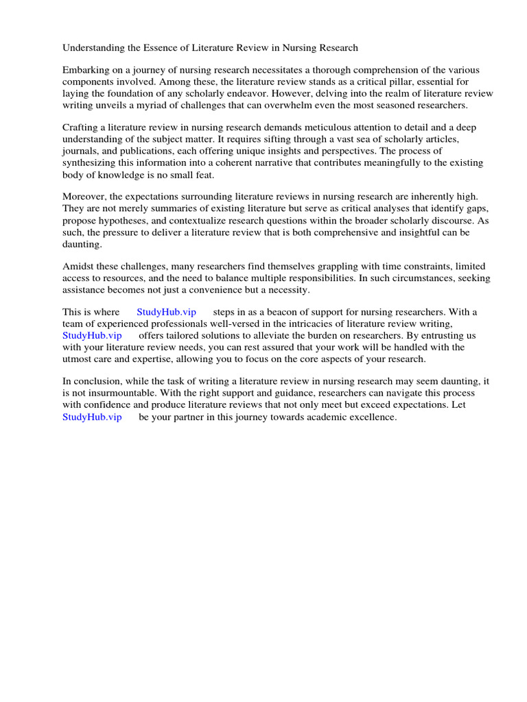 What Is A Literature Review in Nursing Research | PDF | Nursing ...