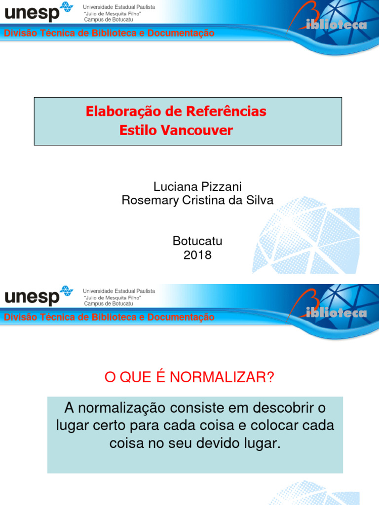 Elaboracao de Referencias Estilo Vancouver 2018 | PDF | Bibliografia ...