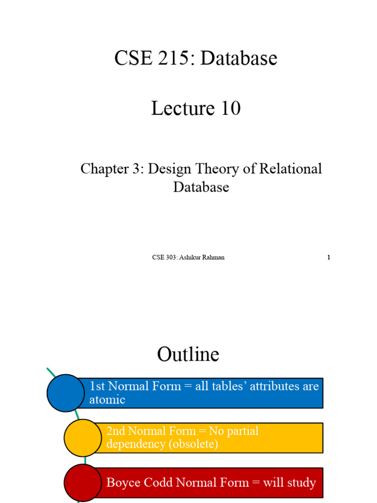 CSE 303 Lec 10 DesignTheory | PDF | Relational Model | Data Management