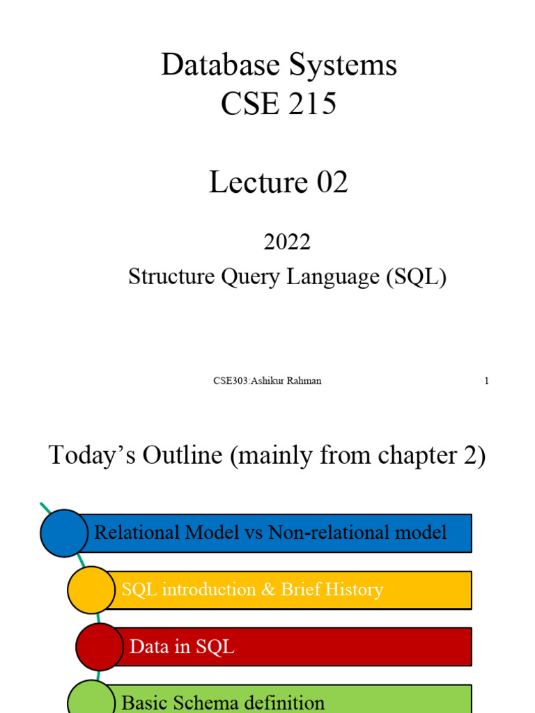 CSE 303 Lec 2 SQLIntro | PDF | Relational Database | Sql CSE 303 Lec 2 SQLIntro | PDF | Relational Database | Sql