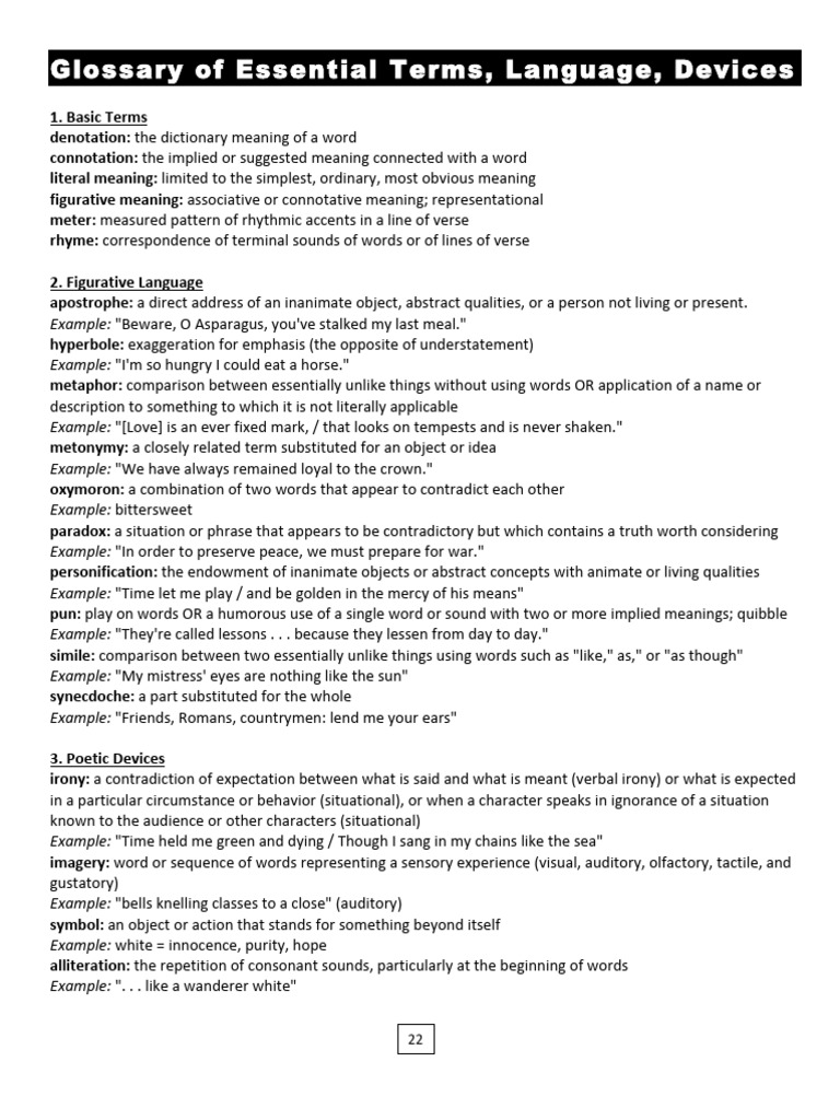 Poetic Devices | PDF | Poetry | Metre (Poetry)