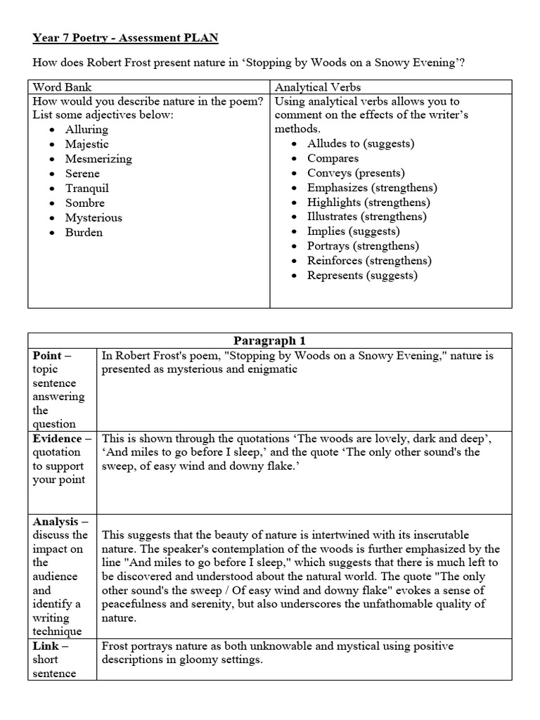 POETRY Assessment Planning Sheet | PDF | Poetry