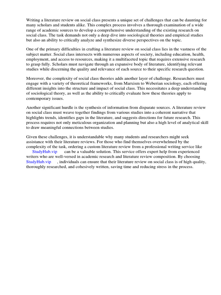 Social Class Literature Review | PDF | Society | Sociology Social Class Literature Review | PDF | Society | Sociology