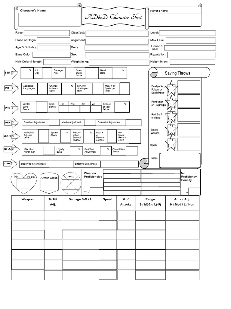 AD&D Character Sheet - Ambar's Delirious & Deranged | PDF