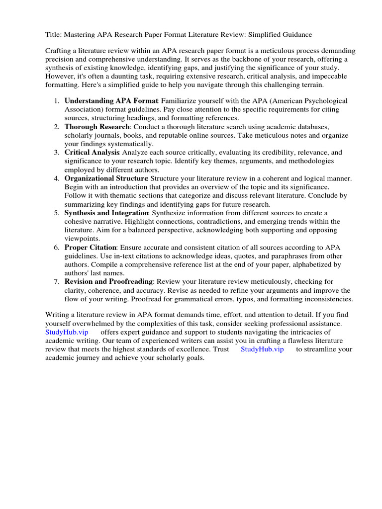 Apa Research Paper Format Literature Review | Download Free PDF | Apa ...