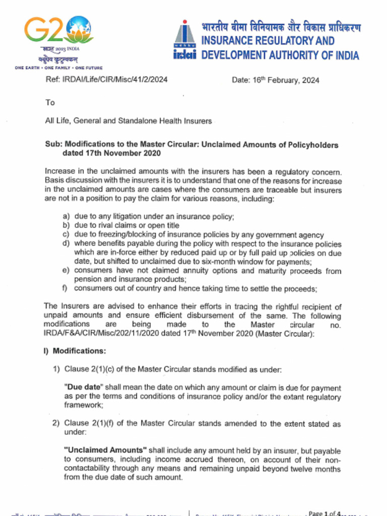 IRDAI Circular Dated 16th Feb | PDF