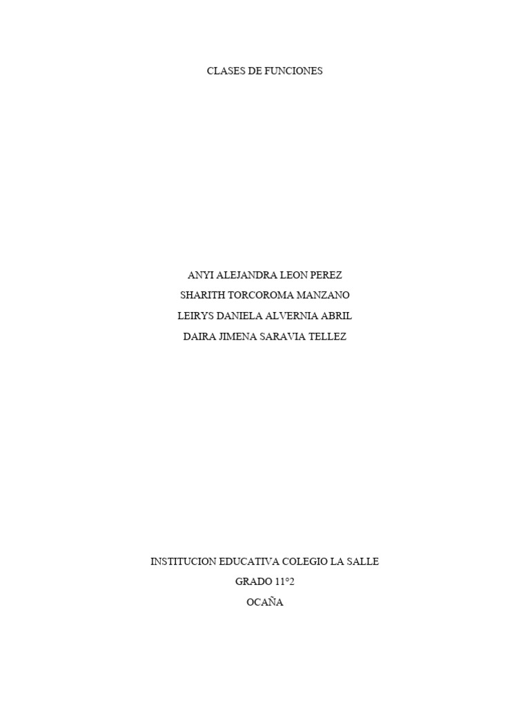 CLASES DE FUNCIONES FINAL | PDF | Función (Matemáticas) | Variable (Matemáticas)