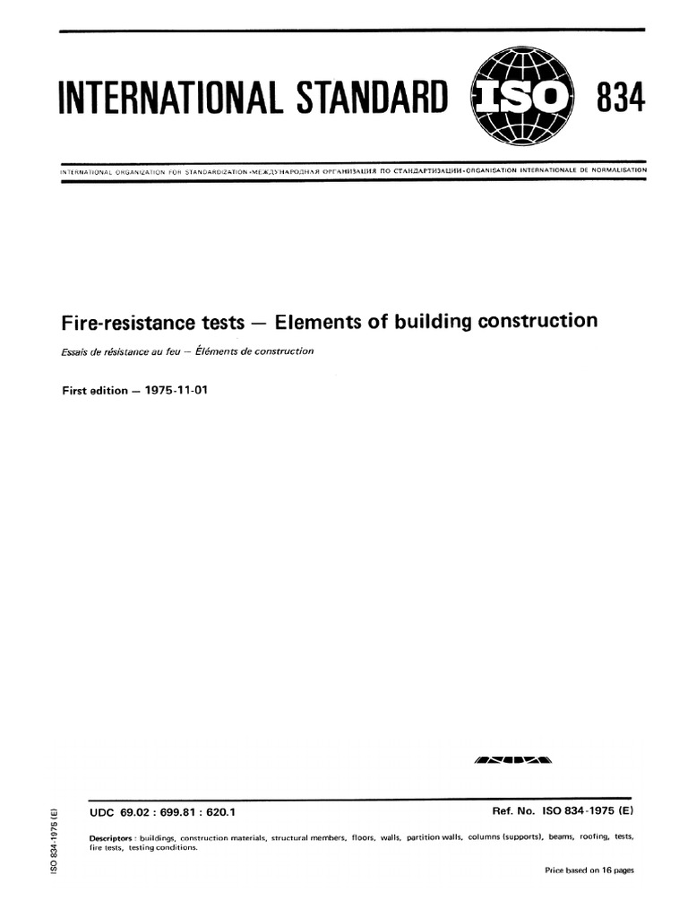 Iso 834 - 1975 | PDF | Thermocouple | International Organization For Standardization