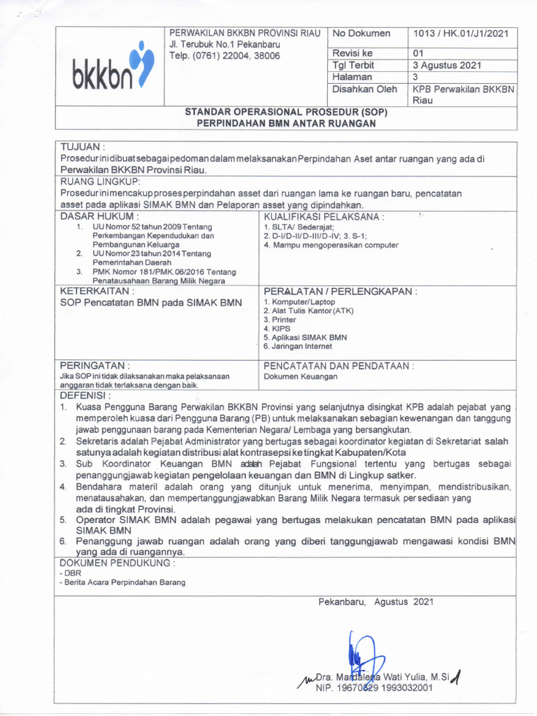 SOP Perpindahan BMN | PDF