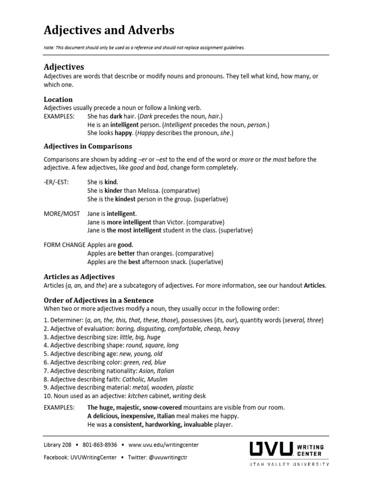 adjectivesandadverbs | PDF | Adjective | Adverb