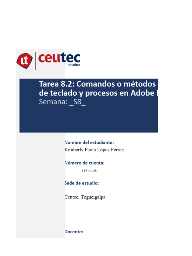 Tarea 8.2 Comandos o M Todos Abreviados de Teclado y Procesos en Adobe Ilustrador Kimberly ...