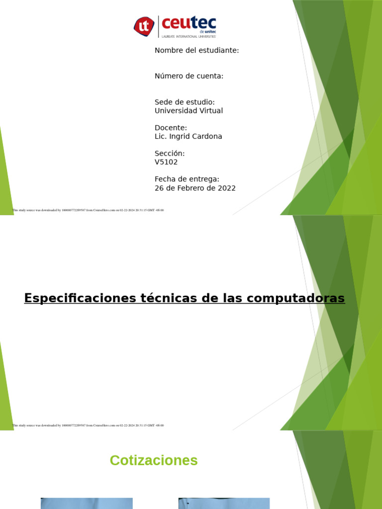 Tarea 6 Especificaciones T Cnicas de Las Computadoras | PDF | Informática | Arquitectura de ...